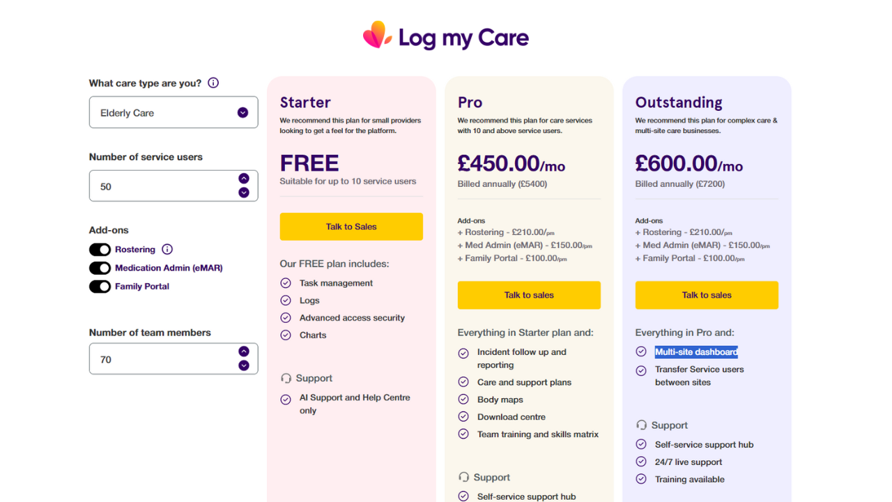 Care Control VS Log My Care - Care Control Systems